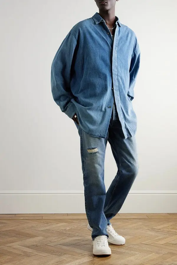 Fear Of God Oversized Denim Shirt - Mid Denim