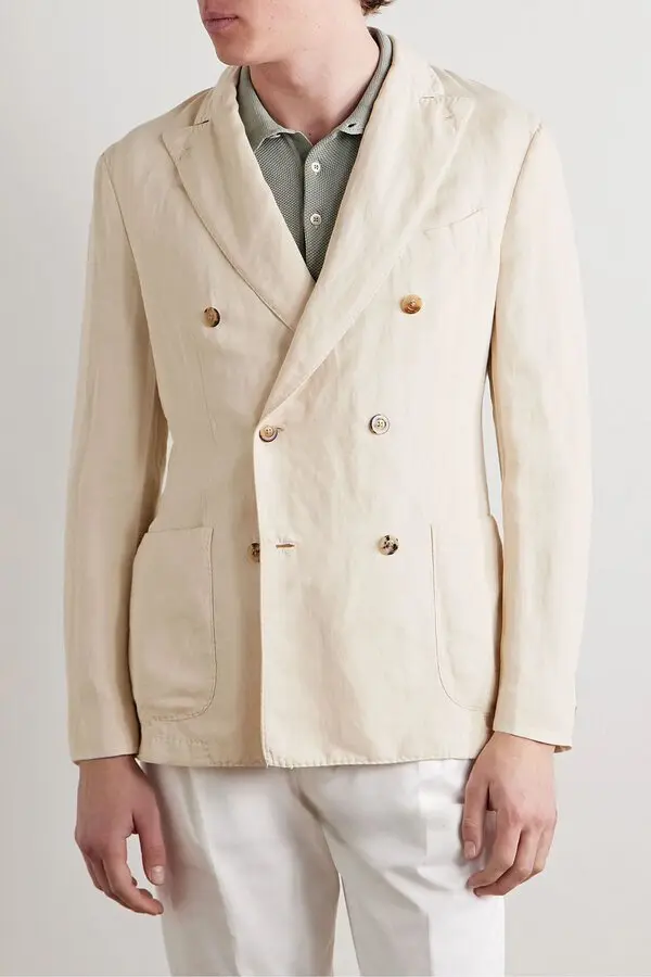 Boglioli Doublebreasted Cotton And Linenblend Blazer - Beige