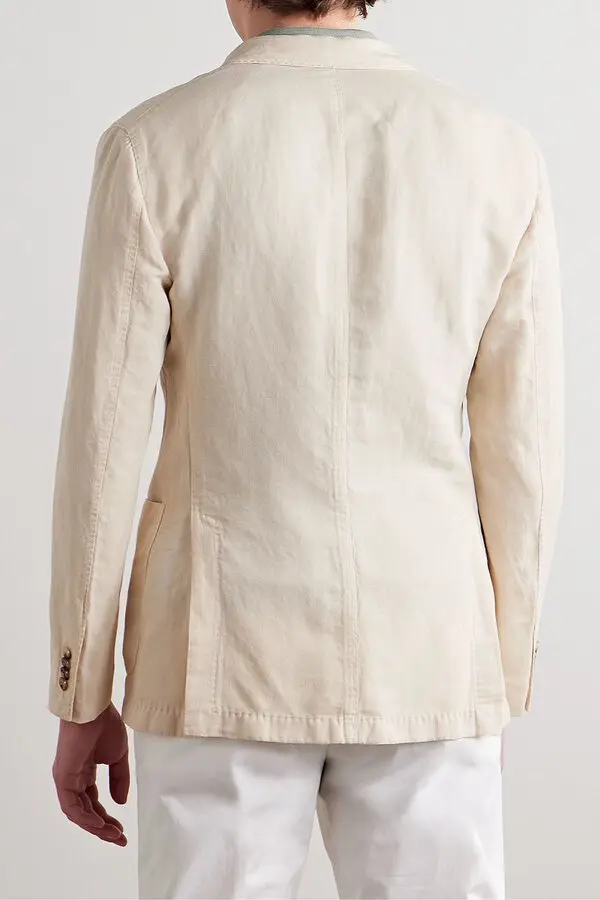 Boglioli Doublebreasted Cotton And Linenblend Blazer - Beige