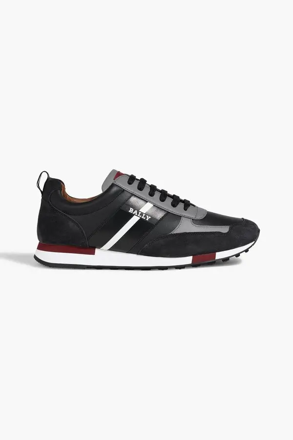 Bally Genk Striped Leather And Suede Sneakers - Black