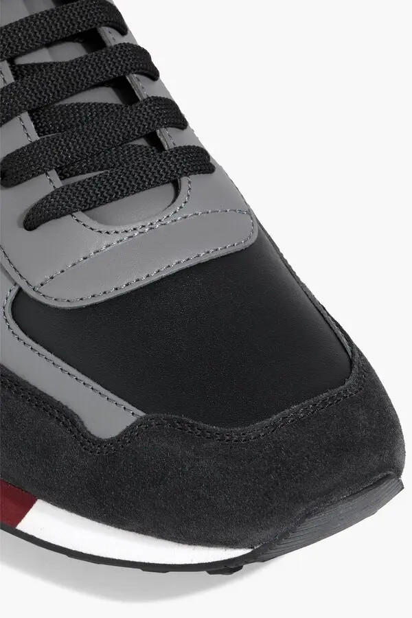 Bally Genk Striped Leather And Suede Sneakers - Black