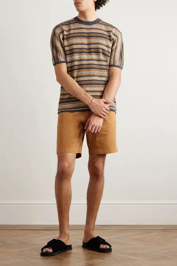 Mr P. Striped Texturedcotton Tshirt