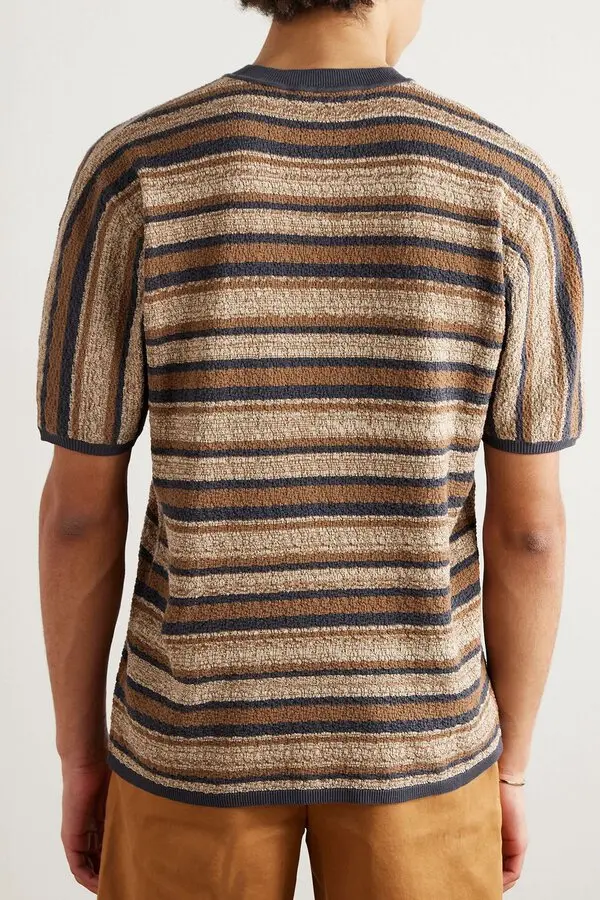Mr P. Striped Texturedcotton Tshirt