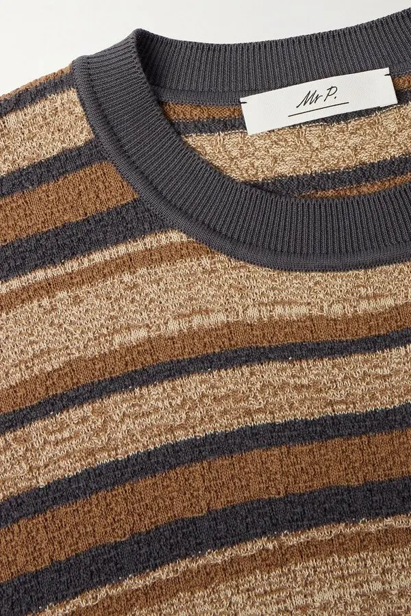 Mr P. Striped Texturedcotton Tshirt
