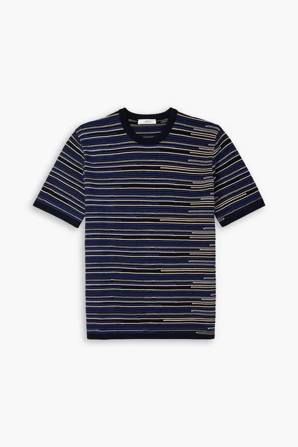 Mr P. Striped Knitted Cotton Tshirt - Blue