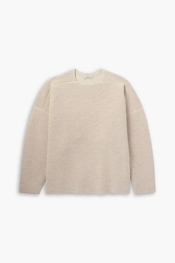 Fear Of God Ribbed Wool Pullover With Logo Appliqu - Beige