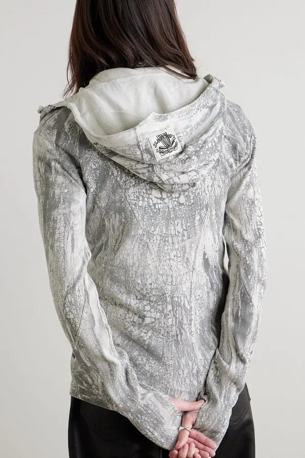 Acne Studios Printed Cotton-jersey Zip-up Hoodie
