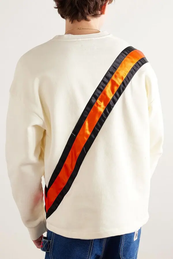 BODE Embroidered Cotton-jersey Sweatshirt With Satin Trim