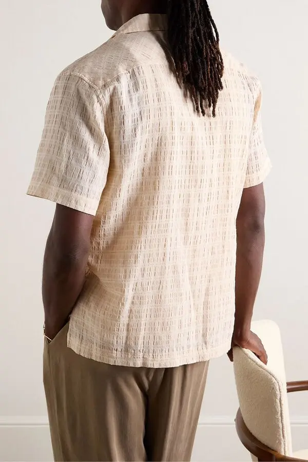 Mr P. Campcollar Checked Cottonblend Seersucker Shirt