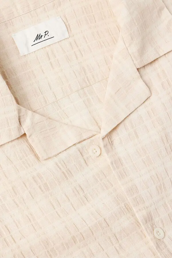 Mr P. Campcollar Checked Cottonblend Seersucker Shirt
