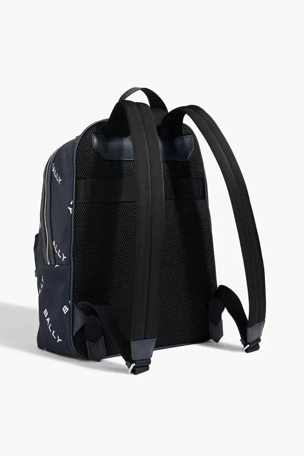 Bally Logo Print Shell And Leather Trimmed Backpack