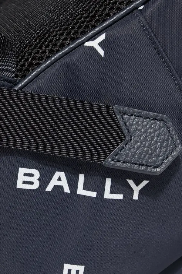 Bally Logo Print Shell And Leather Trimmed Backpack