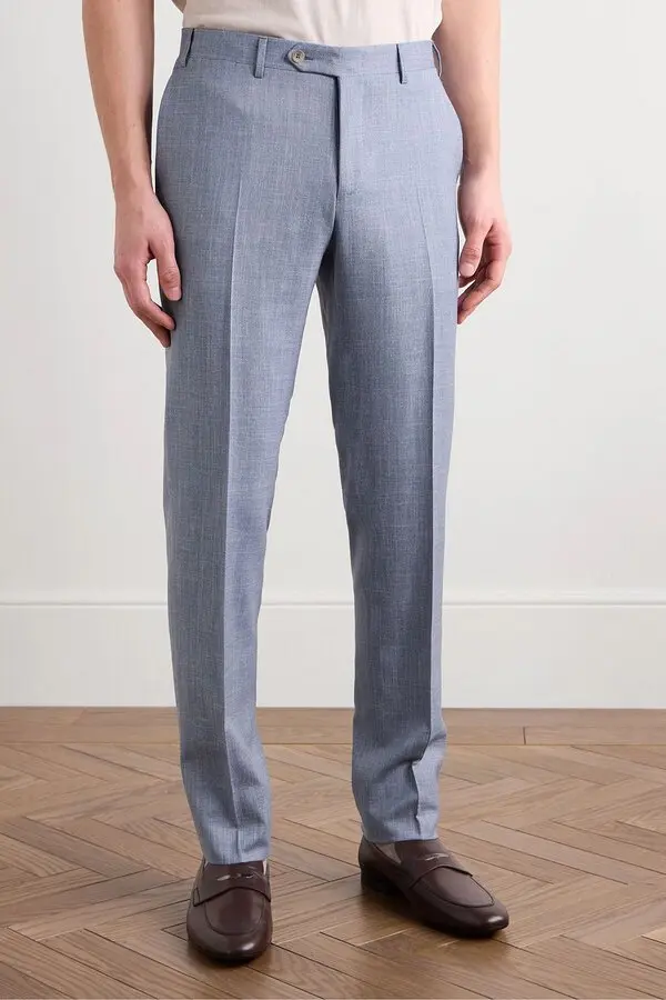 Canali Kei Slim-fit Wool, Silk, And Linen-blend Suit Pants