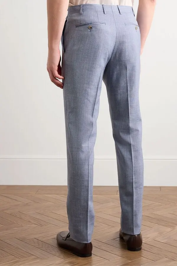 Canali Kei Slim-fit Wool, Silk, And Linen-blend Suit Pants