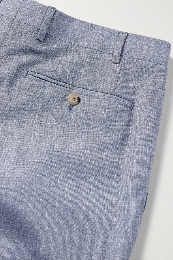 Canali Kei Slim-fit Wool, Silk, And Linen-blend Suit Pants