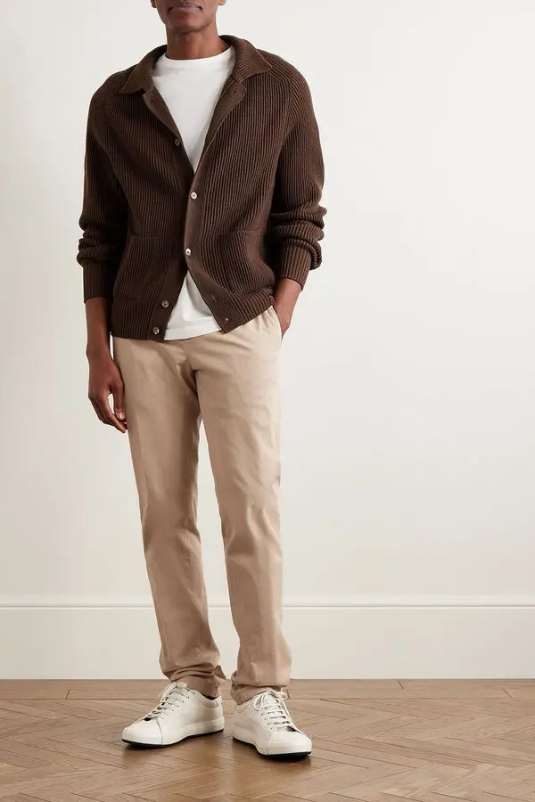 Canali Slimfit Straightleg Cottonblend Twill Chinos - Beige