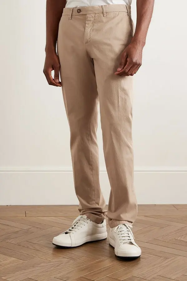 Canali Slimfit Straightleg Cottonblend Twill Chinos - Beige