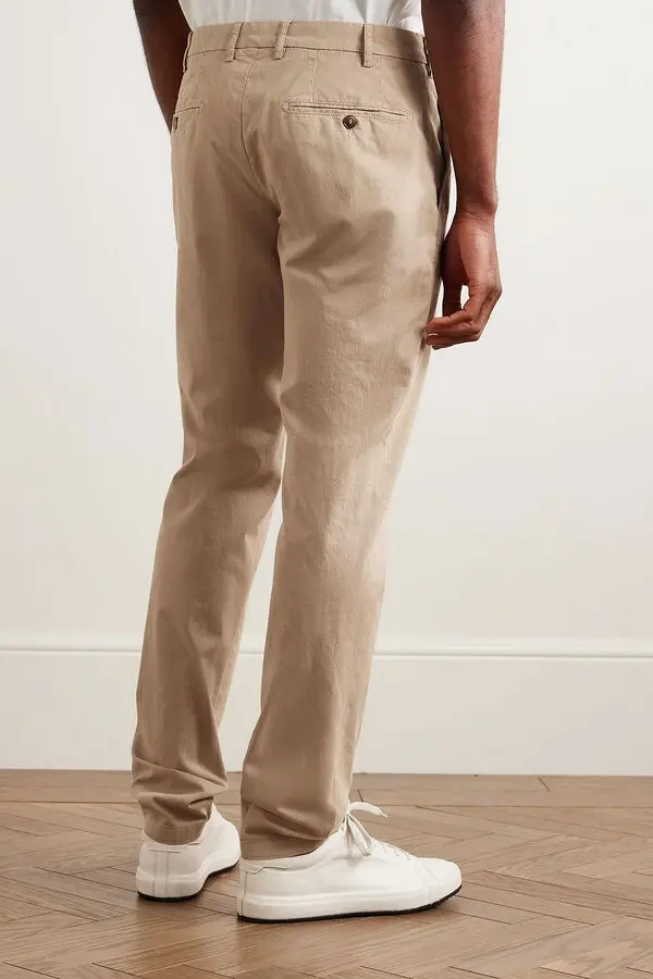 Canali Slimfit Straightleg Cottonblend Twill Chinos - Beige