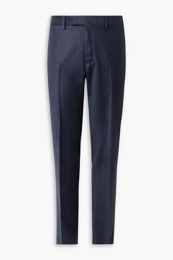 Mr P. Wool Flannel Pinstriped Suit Pants - Navy