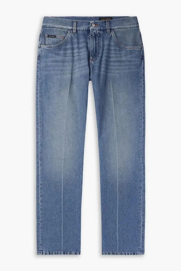 Dolce & Gabbana Straight-fit Logo-appliquéd Denim Jeans - Mid Denim