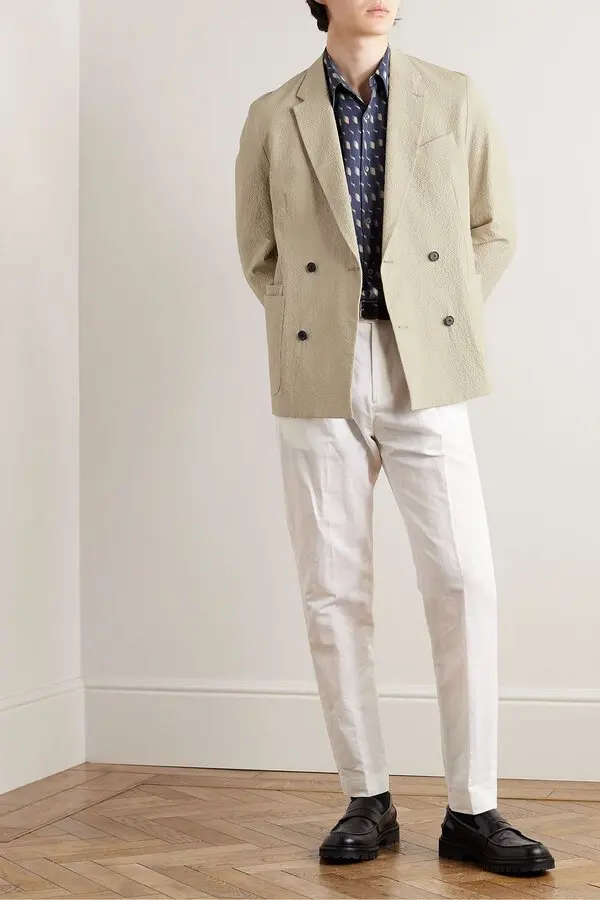 Paul Smith Doublebreasted Cottonblend Seersucker Blazer