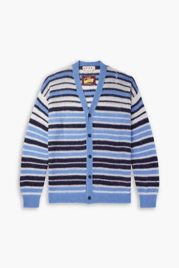 Marni Striped Mohair-blend Cardigan