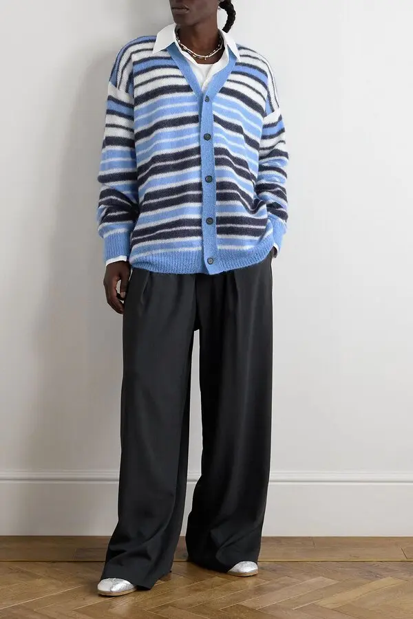 Marni Striped Mohair-blend Cardigan