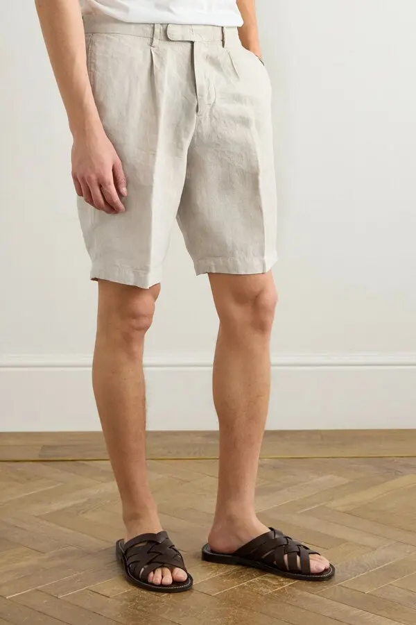 Boglioli Straight-leg Linen Pleated Shorts