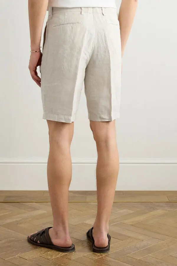 Boglioli Straight-leg Linen Pleated Shorts