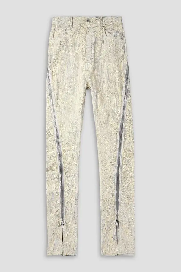 Rick Owens Bolan Banana Flared Zip Detailed Jeans - Cream