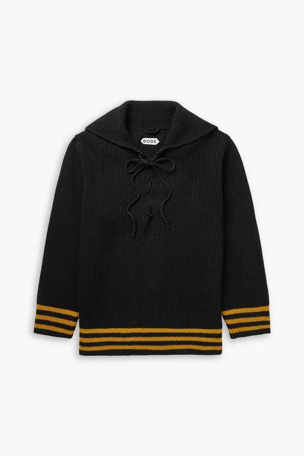 BODE Deck Striped Ribbed Wool Sweater