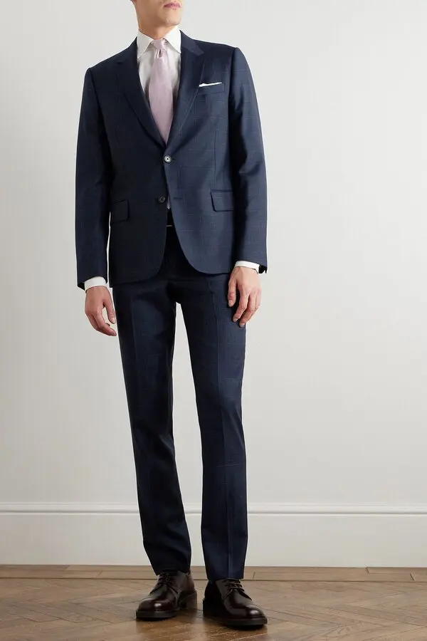 Paul Smith Soho Prince Of Wales Checked Wool Suit Jacket - Navy