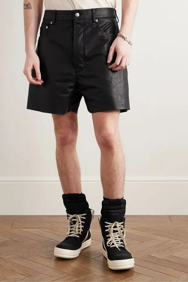 Rick Owens Geth Wide-leg Leather Shorts