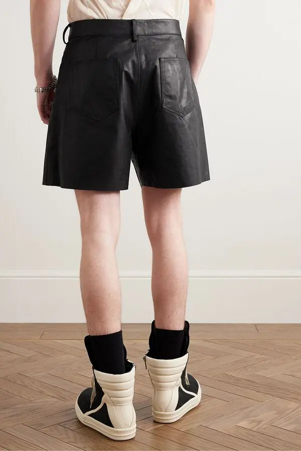 Rick Owens Geth Wide-leg Leather Shorts