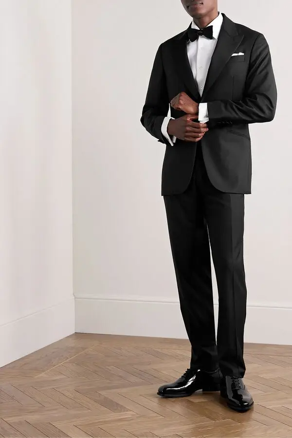 Boglioli Slimfit Straightleg Satintrimmed Woolblend Tuxedo Pants