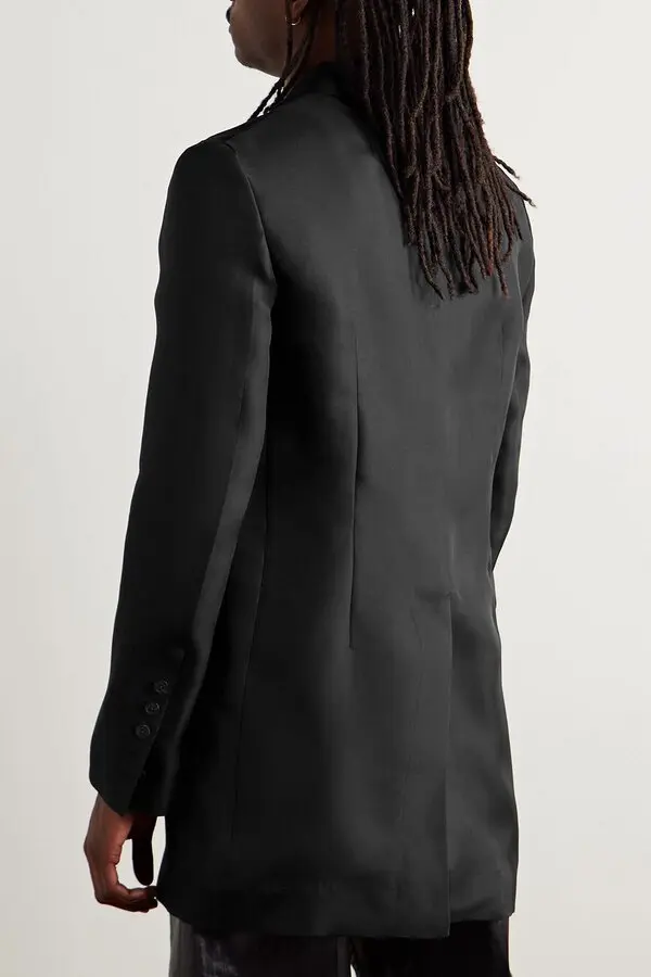 Rick Owens Lido Slimfit Silk Grain De Poudre Blazer