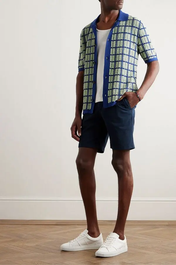 Mr P. Straight-leg Cotton-blend Twill Bermuda Shorts - Navy