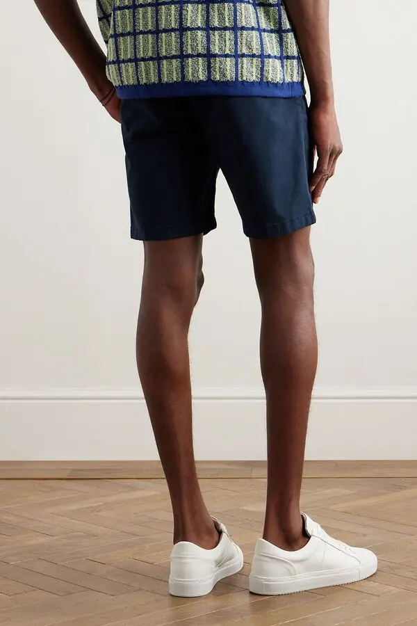 Mr P. Straight-leg Cotton-blend Twill Bermuda Shorts - Navy