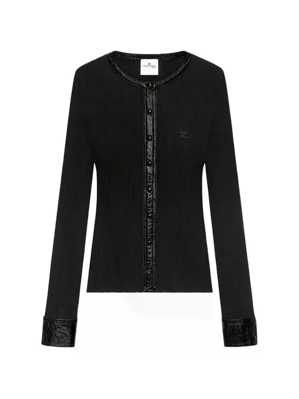 COURREGES Ribbed-knit Cardigan - Black