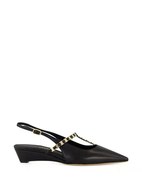 FERRAGAMO Ardea Chain-link Slingback Pumps - Black