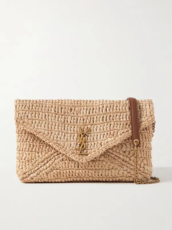 Saint Laurent Cassandre Raffia Shoulder Bag - Neutrals