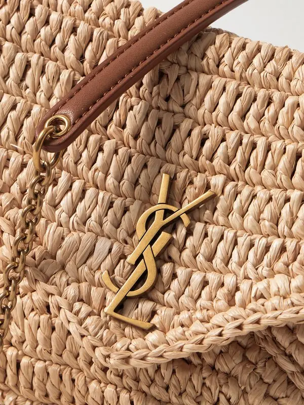 Saint Laurent Cassandre Raffia Shoulder Bag - Neutrals