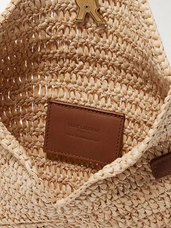 Saint Laurent Cassandre Raffia Shoulder Bag - Neutrals