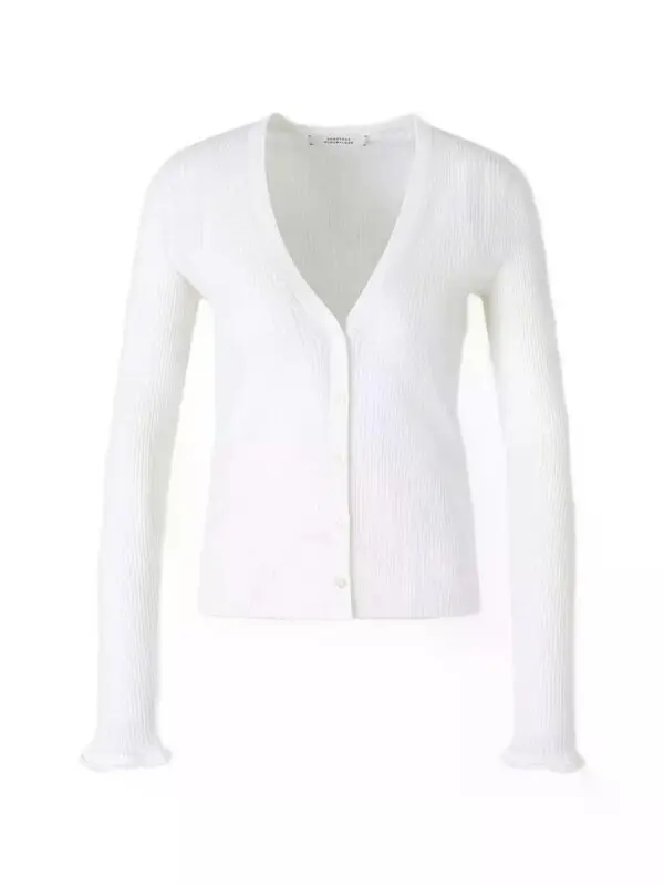 Dorothee Schumacher Ribbed-knit V-neck Cardigan - White