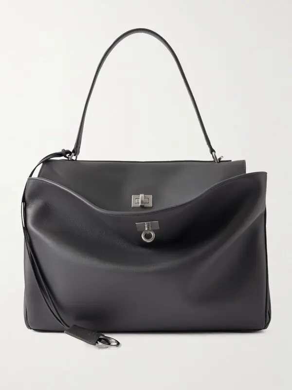 Balenciaga Rodeo Medium Leather Shoulder Bag - Gray