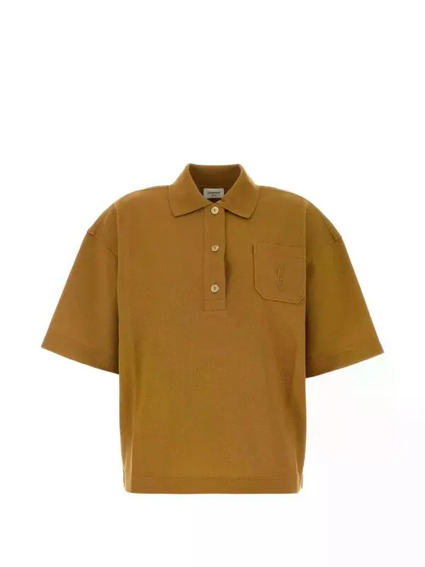 Saint Laurent Cassandre Piqué Polo Shirt - Brown