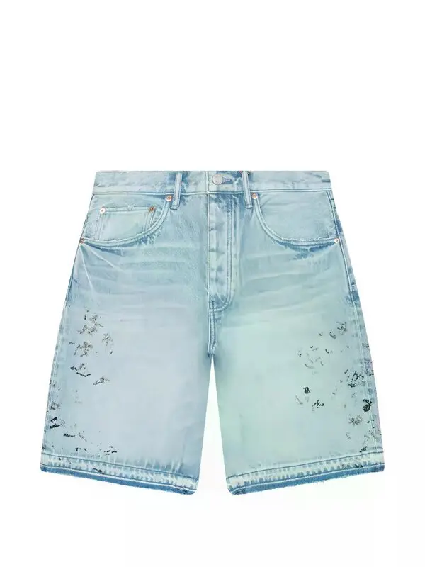 PURPLE BRAND Beaded Splatter-effect Denim Shorts