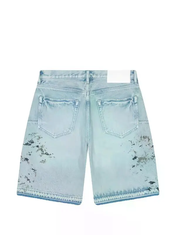 PURPLE BRAND Beaded Splatter-effect Denim Shorts