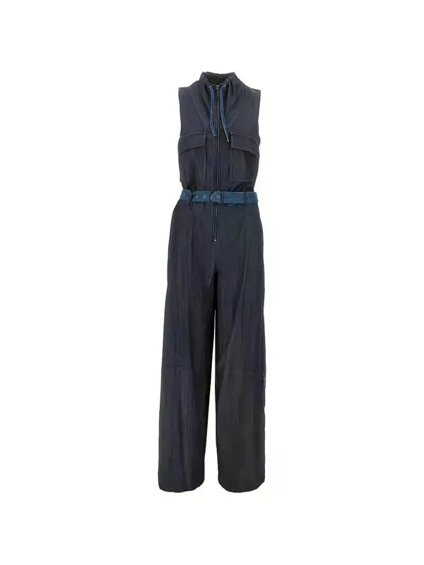Emporio Armani Belted Sleeveless Jumpsuit - Blue