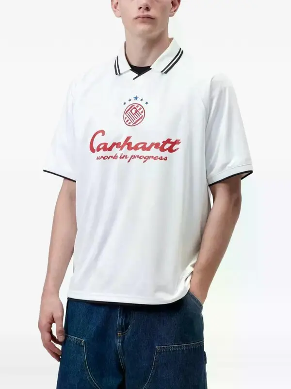 Carhartt Work In Progress Terrace Logo-print Short Sleeve Polo Shirt - White